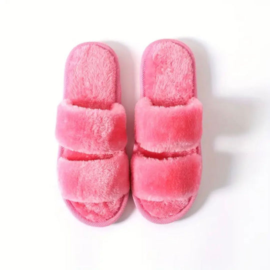 Pink Double Strap Fluffy Slides – Skins Apparel